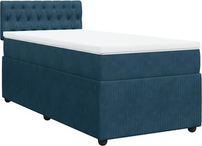Box spring postel s matrací modrá 90 x 200 cm samet 3289948