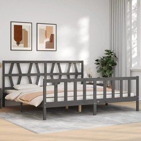 vidaXL Rám postele s čelem šedý Super King Size masivní dřevo