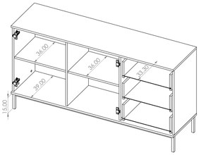 GAB Komoda QUER K2D3SZ, Černá 150 cm