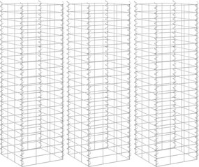 Gabionové vyvýšené záhony 3 ks 30 x 30 x 100 cm železo 151249