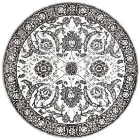 Koberec MATEO 8037/644 ramka, květiny - strukturální šedý kruh
