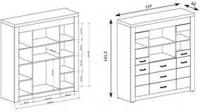 Casarredo Vitrínová komoda INDIANAPOLIS I-22 jasan tmavý