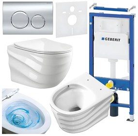 BPS-koupelny Podomítkový modul Geberit DuoFix s WC mísou SL-WH-RIM-03 + ovládací tlačítko Delta 20 chrom