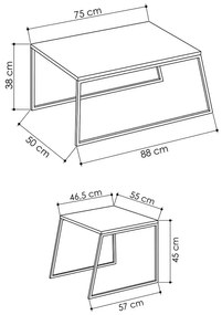 Sada konferenčních stolků Zabella 88 cm antracitová