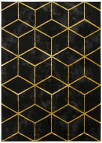 Moderní kusový koberec FESTIVAL 5871 Geometrický černý žlutý Rozměr: 280x370 cm