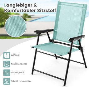 Costway Sada 4 zahradních židlí skládací židle s područkami balkonová – zelený