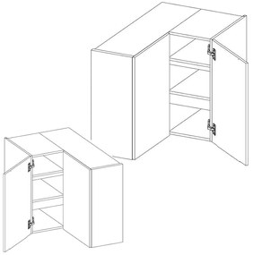 STILO bb | horní skříňka 60x60 GN-72 2F 90° rohová s 2 policemi | 60x60 cm | bílá mat
