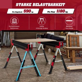 Costway Skládací pila 2 obal vyrobený z oceli 2 × 4 Podpěrná ramena 61,5–82,7 cm