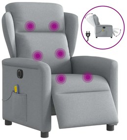 Elektrické masážní polohovací křeslo světle šedé textil 3303124
