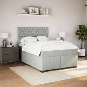 Box spring postel s matrací světle šedá 160x200 cm samet 3290960