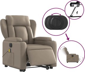 Elektrické zvedací masážní polohovací křeslo cappuccino koženka 3204571