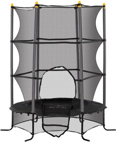 HOMCOM Kindertrampolin Ø163 cm, Trampolin mit Sicherheitsnetz, Randabdeckung, Gartentrampolin für Kinder 3-10 Jahre, bis 50 kg belastbar, Schwarz
