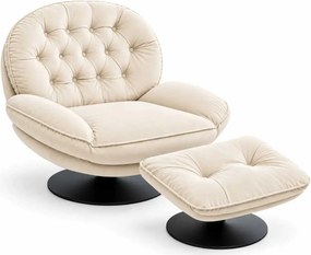 LuxuryForm DESIGN Otočné křeslo LUNA s podnožkou - krémové