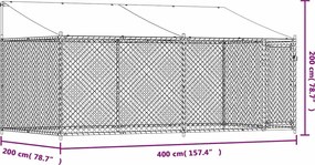vidaXL Klec pro psy se střechou a dvířky šedá 4x2x2 m pozinkovaná ocel [3209568]