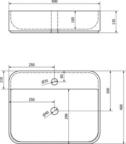 Sapho GARDA 50 x 13,5 x 40 cm AR452 umyvadlo