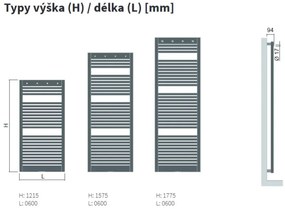 Isan Life 1215 x 600 mm koupelnový radiátor bílý