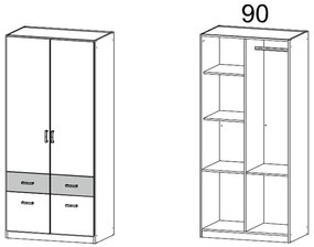 Šatní skříň Bremen, 91 cm, dub san remo/bílá