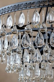 Černý antik lustr s kapkovitými krystaly Versailles - 90*59cm/ E14/ 40W