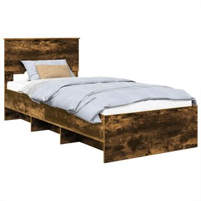 Rám postele s čelo Kouřový dub 90 x 200 cm Kompozitní dřevo 3408897
