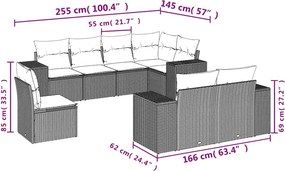 8dílná zahradní sedací souprava s polštáři šedá polyratan 3222840