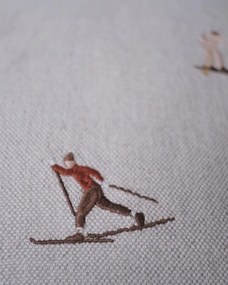 Fine Little Day Lněný povlak na polštář Skiers 48 x 48 cm, multi barva, textil