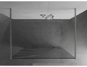 Mexen Kioto, sprchová zástěna Walk-In 140 x 200 cm, 8mm čiré sklo bílý vzor, ​​broušená ocel profil, 800-140-002-97-97
