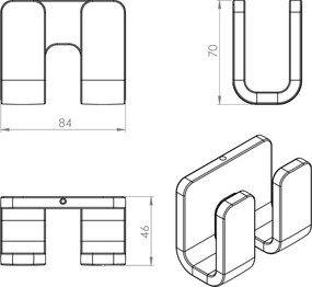 Gedy Gedy, OUTLINE dvojitý háček, černá mat, 322814