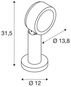 SLV 1002906 Eskina Pole, venkovní stmívatelná stojací lampa, LED 14,5W 3000/4000K, antracit, výška 31,5cm, IP65