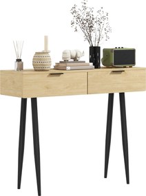 HOMCOM Převozní stůl s 2 šuplíky a ocelovými nohami, 100x30x80,5 cm, Dub | Aosom