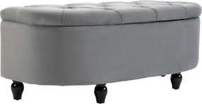 HOMCOM Lavice s úložným prostorem a otevřeným víkem, čalouněná lavice z materiálu Velvet-Touch, kaučukovník, tmavě šedá, 120x46x42cm do ložnice a pře…