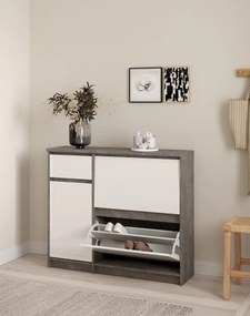 FALCO Botník Simplicity 206 beton/bílý lesk