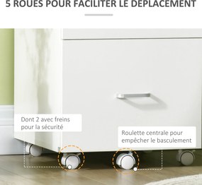 Šuplíkový kontejner na kolečkách Vinsetto - kancelářský nábytek s 2 zamykatelnými šuplíky z MDF a dřevotřísky, rozměry 43L x 45W x 72H cm, Bílý | Aoso