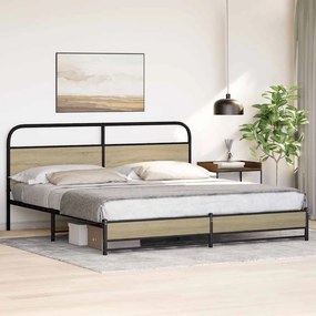 Kovový rám postele bez matrace dub sonoma 200 x 200 cm 3318692