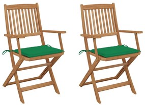 Skládací zahradní židle s poduškami 2 ks masivní akáciové dřevo,  3064595