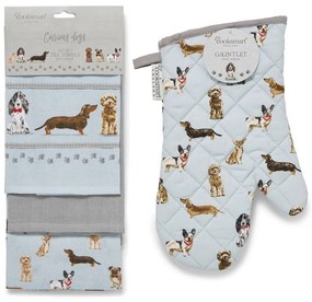 Utěrky a chňapka v sadě 4 ks Curious Dogs – Cooksmart ®