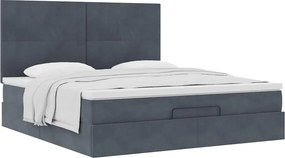 Osmanský rám postele s matrací tmavě šedý 200x200cm samet 3313422