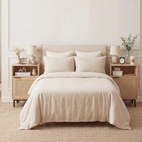 Costway Sada 2 nočních stolků s ratanovými dvířky, přírodní