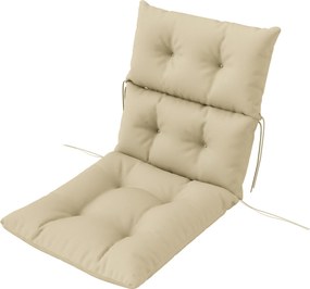Polstr na židli Outsunny, 115x56 cm s upevňovacími popruhy a opěrkou, 10 cm silná výplň, voděodolný polstr pro domov, zahradu, kancelář, židle, béžový