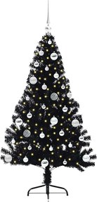 Umělý osvětlený vánoční stromeček Černá 150 cm PVC 3397133
