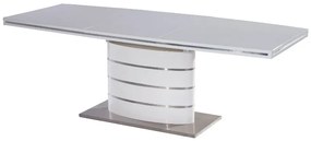 Rozkládací jídelní stůl 120-180 cm Florinda (bílá + vysoký lesk bílý) (pro 4 až 8 osob). 1050148