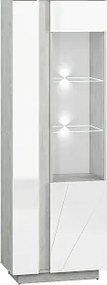 Nábytkáři ORFA LAMIA 03P -vitrína 1D1W, lamino, beton/bílá lesk/bílá lesk MDF (ML) (LUMENS03P=2BALÍKY) (K150)