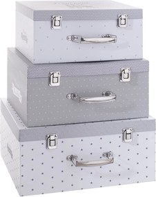 Kufr, kontejner pro uchovávání, box,organizér - barva šedá, růžová, 3 ks