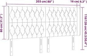 Čelo postele s LED černé 203 x 16 x 118/128 cm textil 3124408