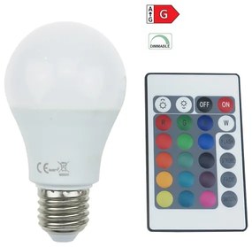 Diolamp SMD LED žárovka matná A60 8W/230V/E27/RGB+3000K/650Lm/180°/Dim/dálkový ovladač