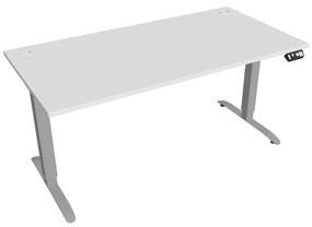 Elektr. nastavitelný stůl 160x80 s pamětí - HOBIS MOTION MS 2M 1600 Dekor stolové desky: bílá, Barva kovové podnože: stříbrná