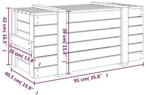 Úložný box černý 91 x 40,5 x 42 cm masivní borové dřevo - Default Title