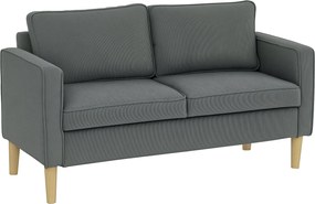 HOMCOM Moderní dvoumístná plyšová pohovka s područkami a 2 odnímatelnými polštáři, pohovka s úložným prostorem a dřevěnými nohami pro obývací pokoj, l