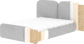 Postel Ollival 180x200 s kovovým roštem a úložným prostorem, šedé bouclé