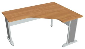 Stůl ergo lomený levý 160×120/60 cm - Hobis Cross CEV 60 L Dekor stolové desky: olše, Dekor lamino podnože: šedá, Barva nohou: Stříbrná