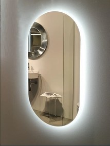 AMIRRO Zrcadlo do koupelny na zeď do pokoje do ložnice, předsíně na chodbu AMBIENTE OVAL SENZOR 100 x 50 cm s LED podsvícením POP_AMBIENTE_OVAL 411-231 41 4 411-286